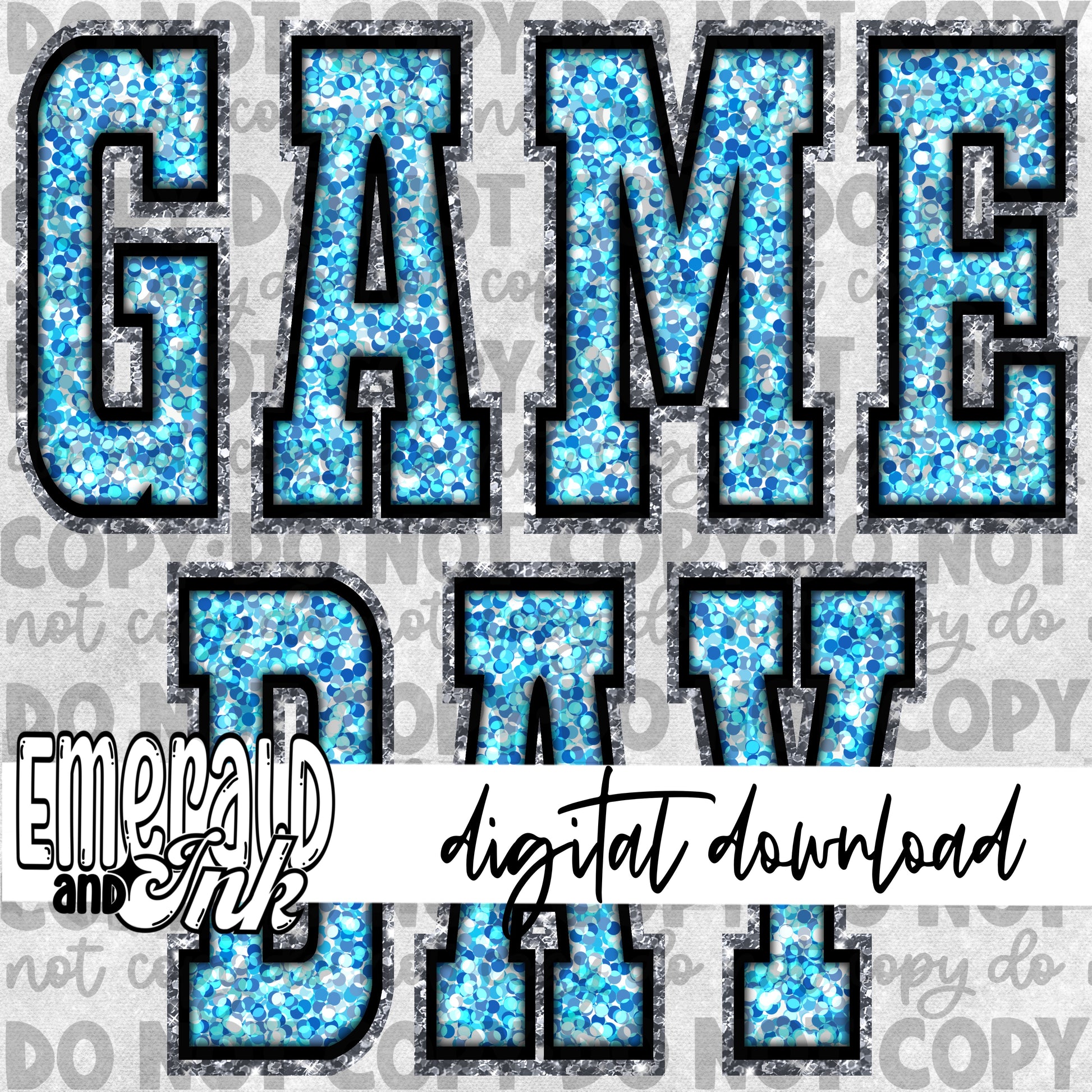 Game Day Glitter (light blue) - Digital Download – Emerald & Ink