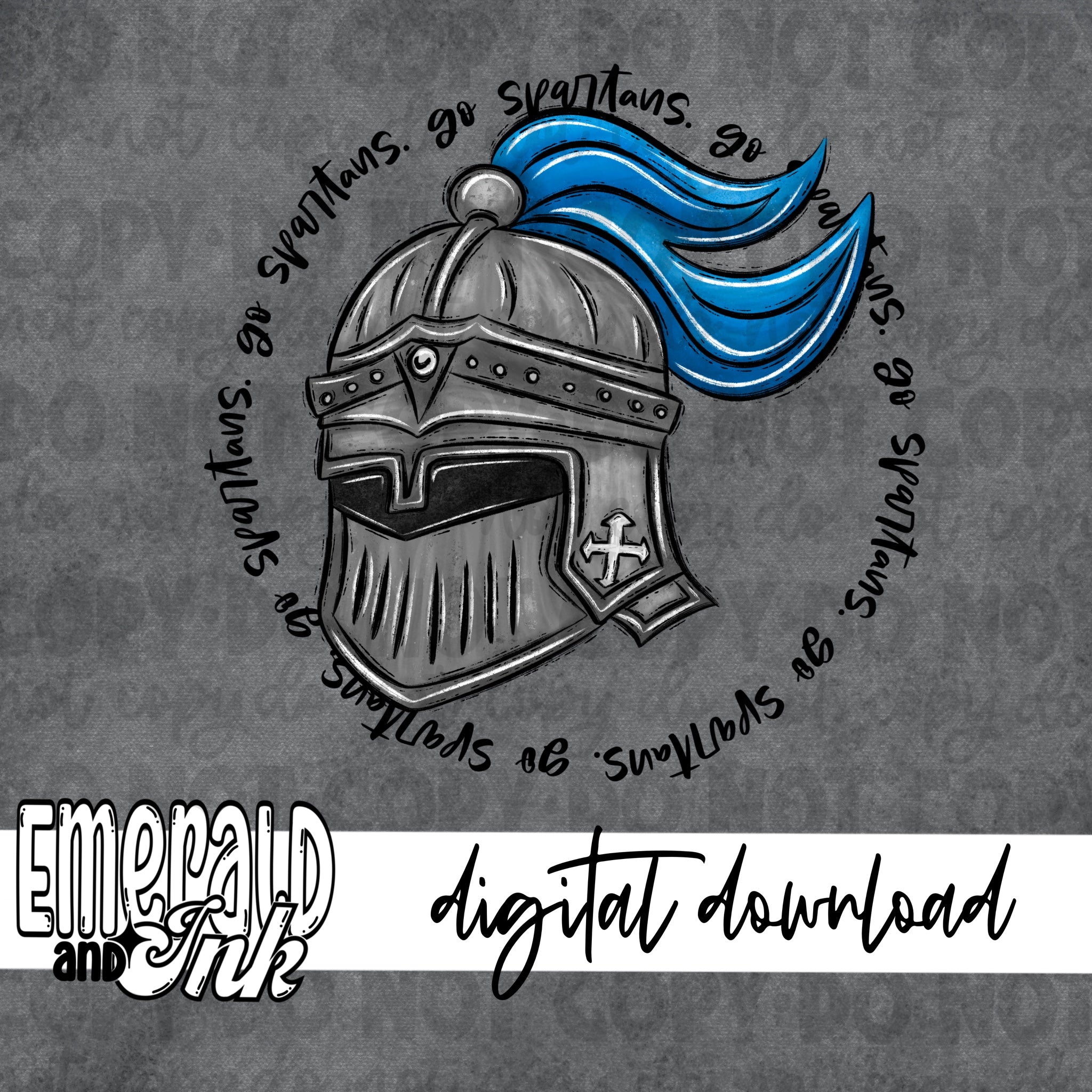 Go Spartans (blue) - Digital Download – Emerald & Ink