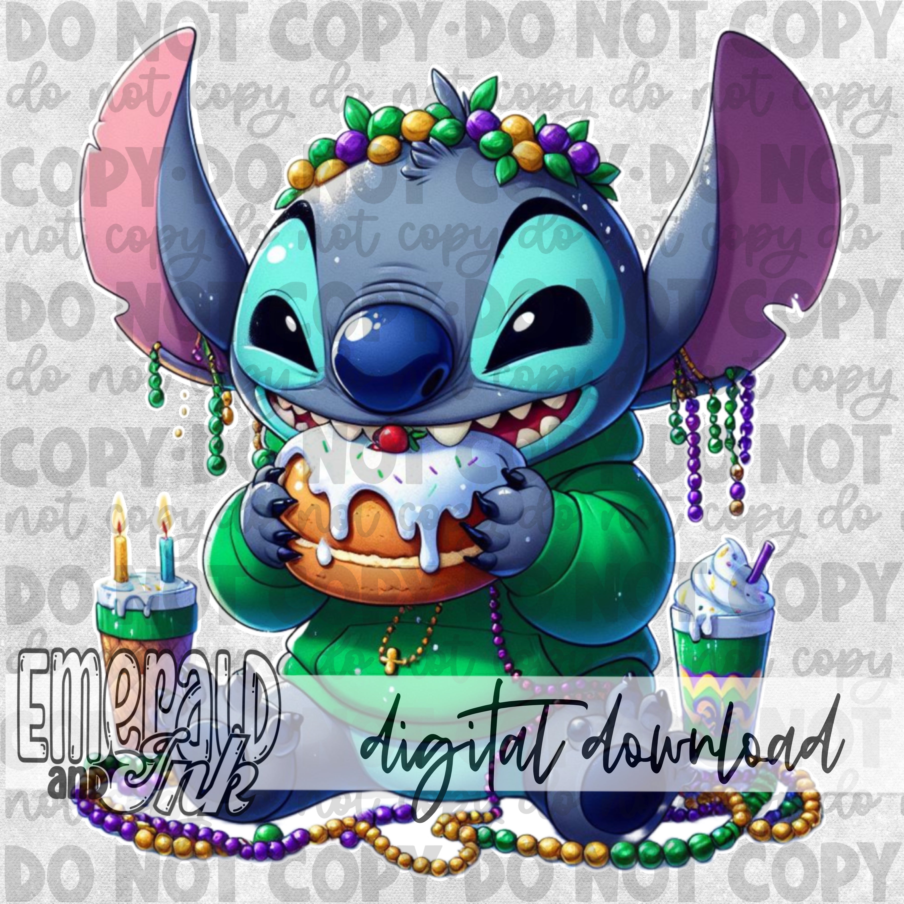 Mardi Gras Blue Alien King Cake - DIGITAL Download – Emerald & Ink